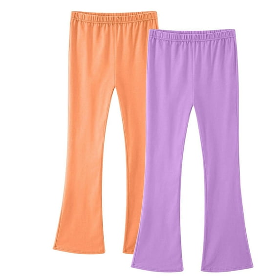 AHTJRT Girls 2 Pack Flare Leggings Fashion Solid Elastic High Waisted ...