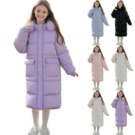 AHTJRT Girls Boys Puffer Jackets Kids Full Zip Hooded Outerwear with ...