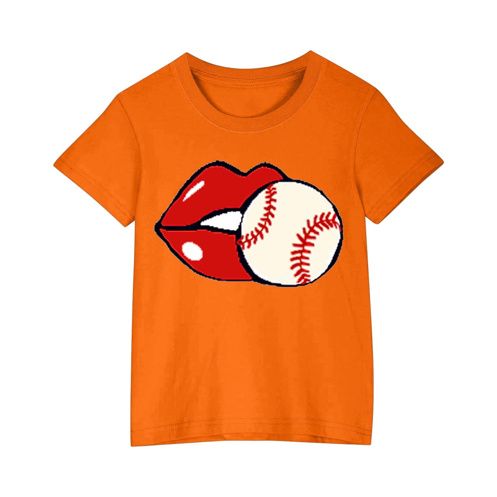 AHTJRT Girls Boys Short Sleeve Shirts Cute Cartoon Ball and Lips Print ...