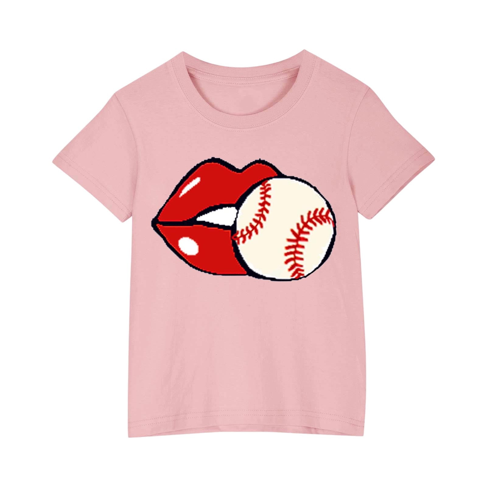 AHTJRT Girls Boys Short Sleeve Shirts Cute Cartoon Ball and Lips Print ...