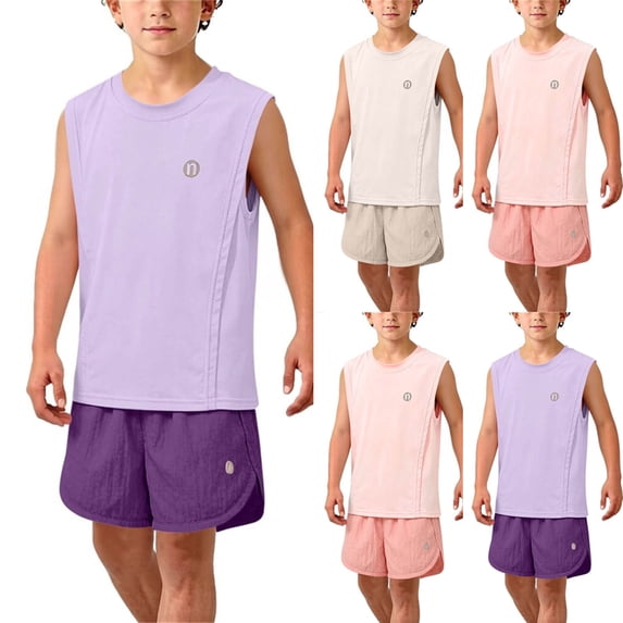 AHTJRT Girls Boys Workout Sets Kids Unisex Summer Active Quick Dry UV ...