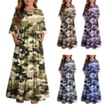 AHTJRT Girls Camo Dress Crew Neck 3/4 Sleeve Maxi Dresses Summer Ruffle ...