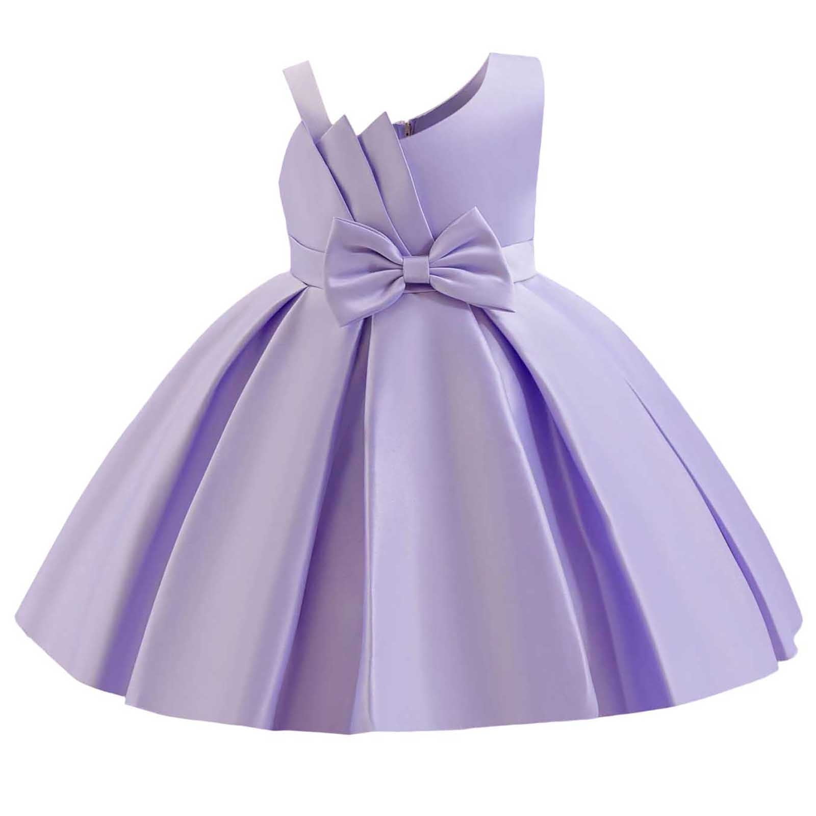 AHTJRT Girls Dresses Elegant Satin Sleeveles A-Line Tutu Princess ...