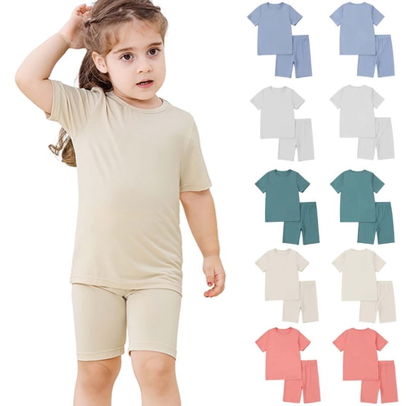 AHTJRT Girls Lounge Sets Slim Fit Short Sleeve Tees and Shorts Cooling ...