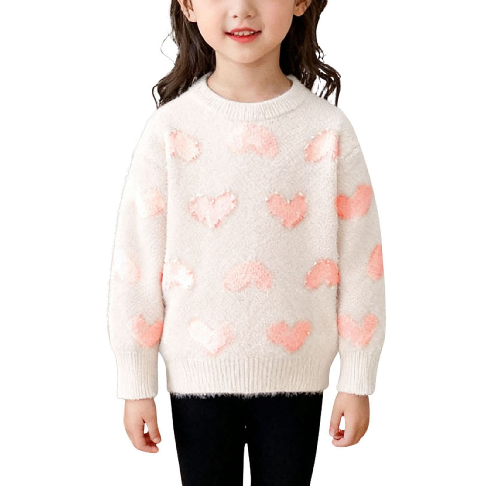 AHTJRT Girls Love Heart Sweaters Fashion Fall Spring Warm Cotton Soft ...