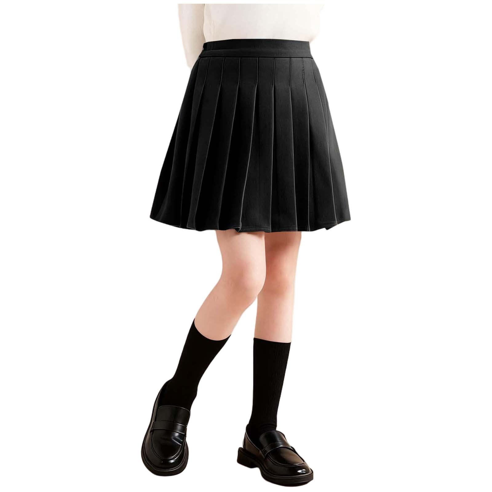 AHTJRT Girls Pleated Skirt Stretch High Elastic Waisted Wool A-Line ...