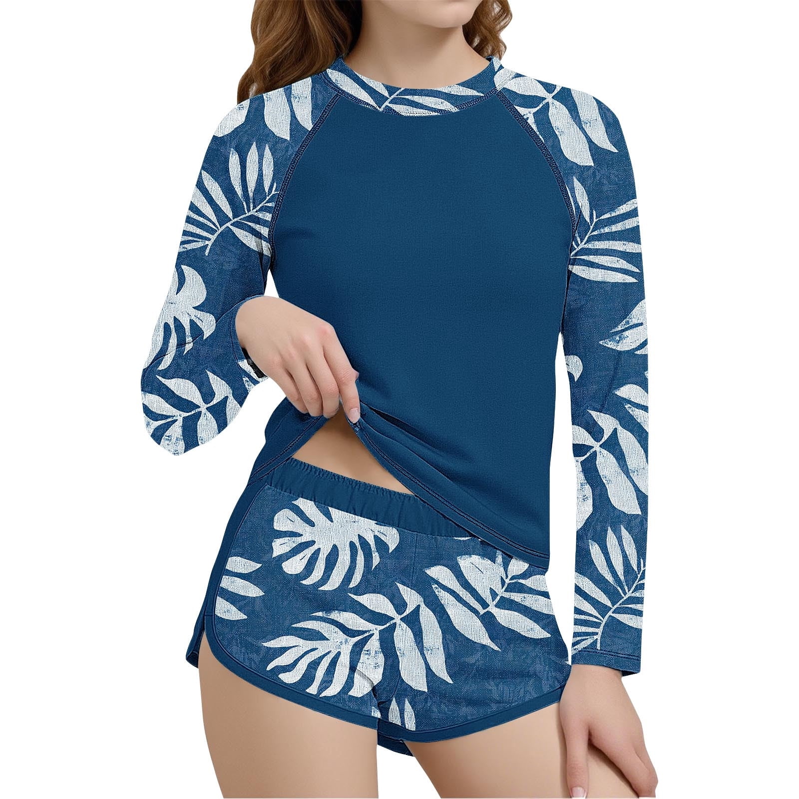 AHTJRT Girls Rash Guard 2 Pieces Bathing Suit Sun Protection Crewneck ...