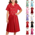 AHTJRT Girls Suit Set Double Breasted Button Down Short Sleeve Blazer ...