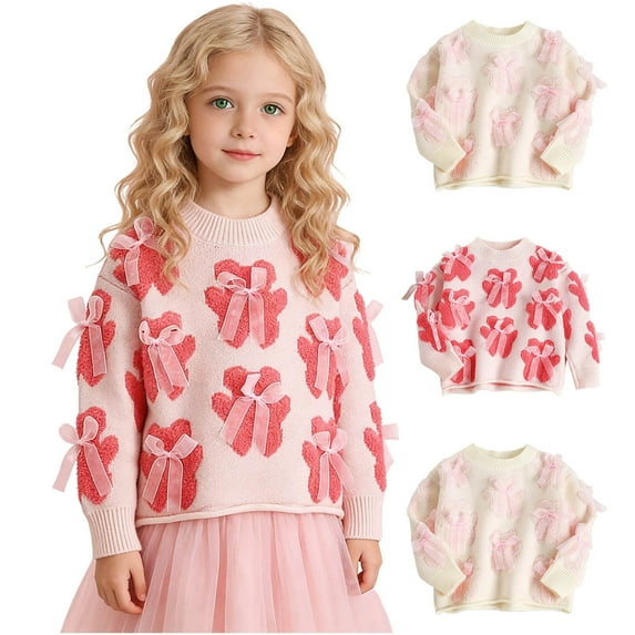 AHTJRT Girls Sweaters Fashion Cute Sweet Crewneck Long Sleeve Knitted ...