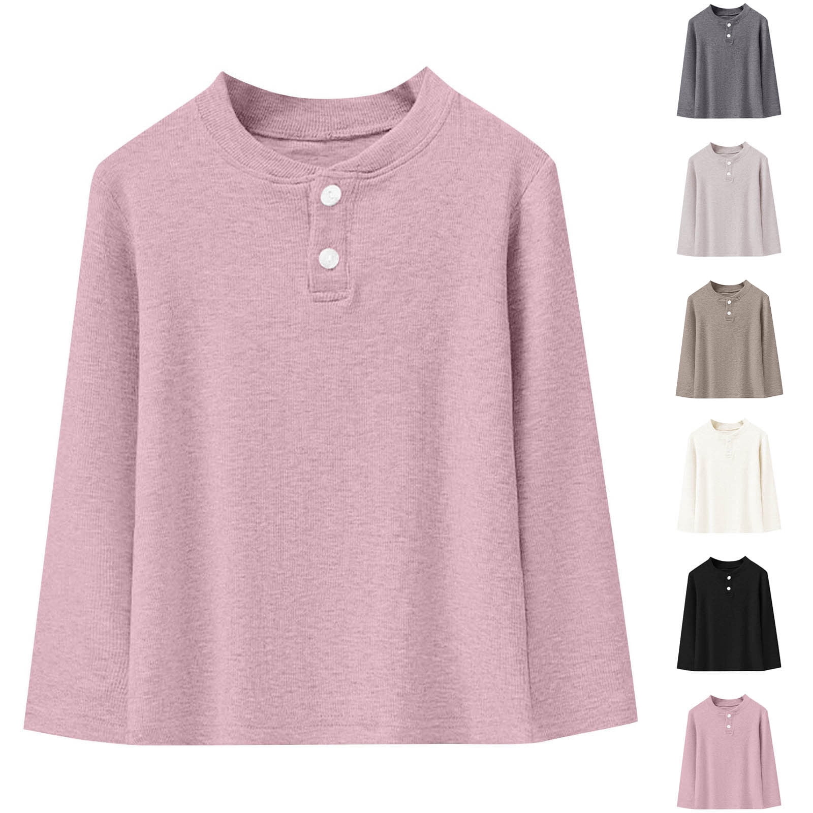 AHTJRT Henley Shirts for Kids Boys Girls Solid Long Sleeve Sweatshirts ...