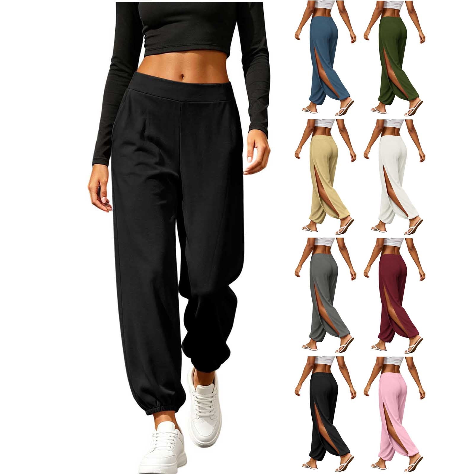 AHTJRT High Slit Harem Pants for Women Hippie Pilates Dance Yoga ...