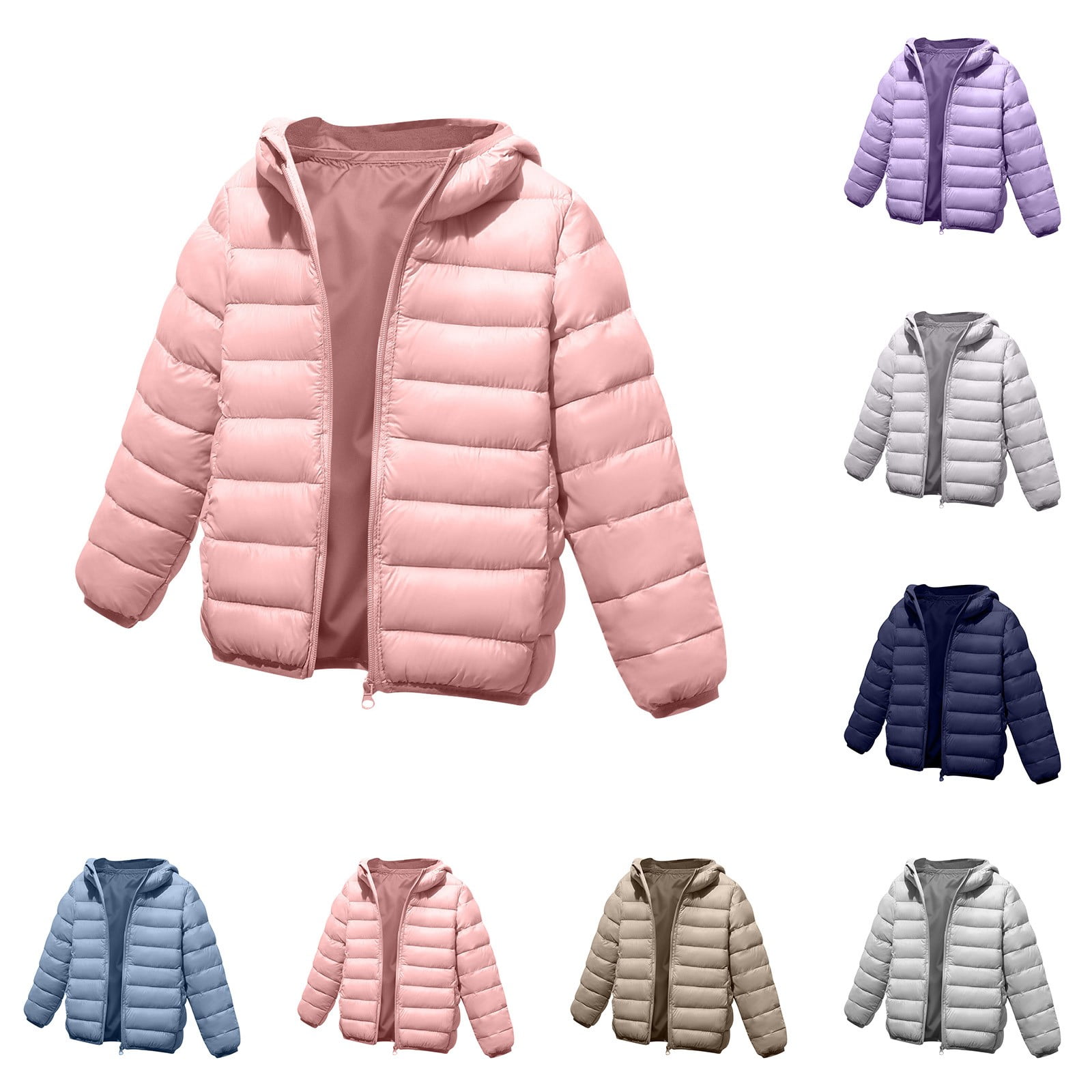AHTJRT Hooded Jackets for Kids Girls Boys Solid Color Full Zip Pockets ...