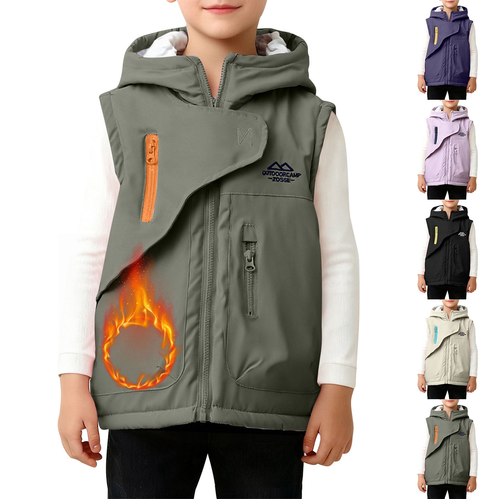 AHTJRT Hoodie Vest for Girls Boys Zip-Up Outdoor Warm Puffer Vests with ...