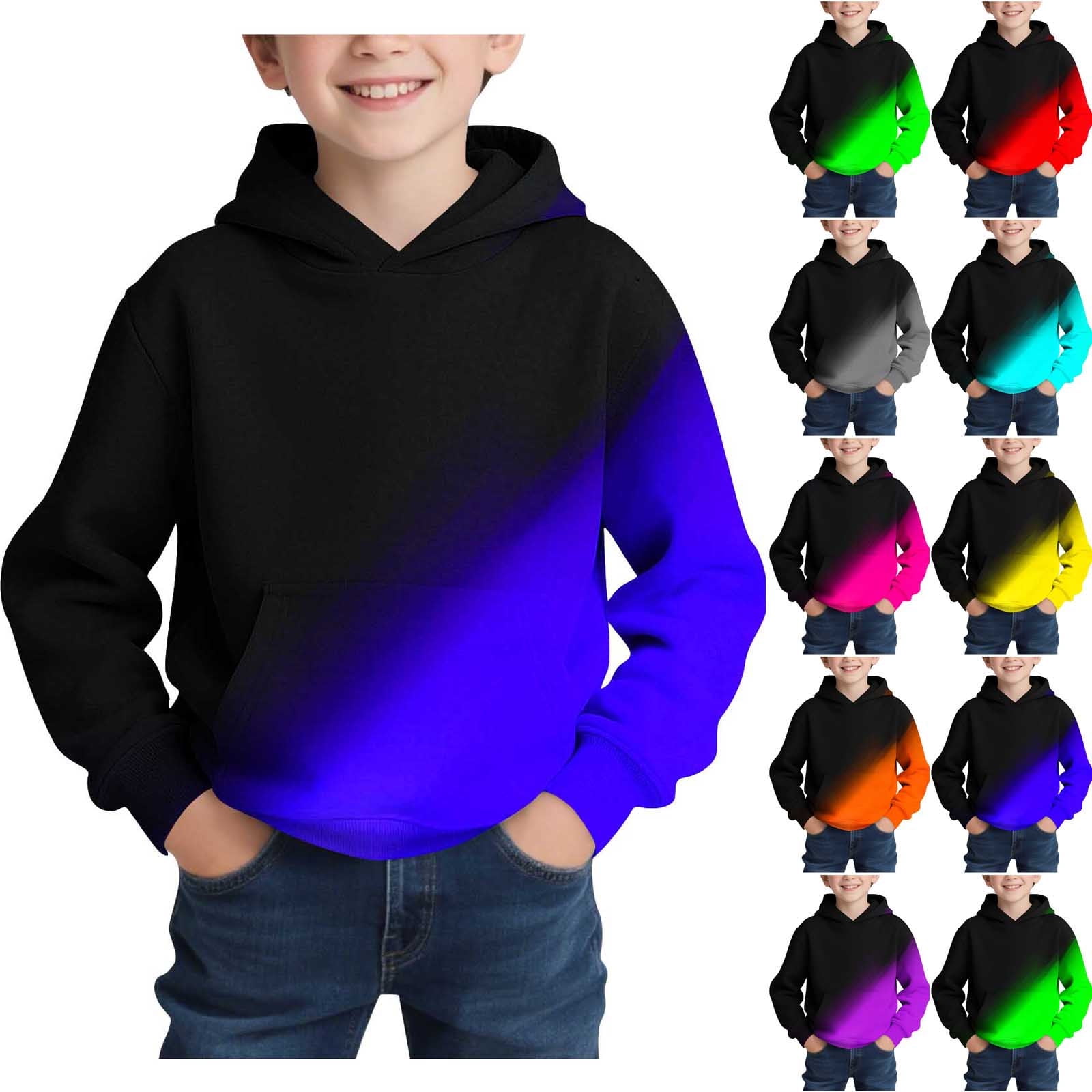 AHTJRT Hoodies for Kids Boys Girls Gradient Color Printed Sweat Shirts ...
