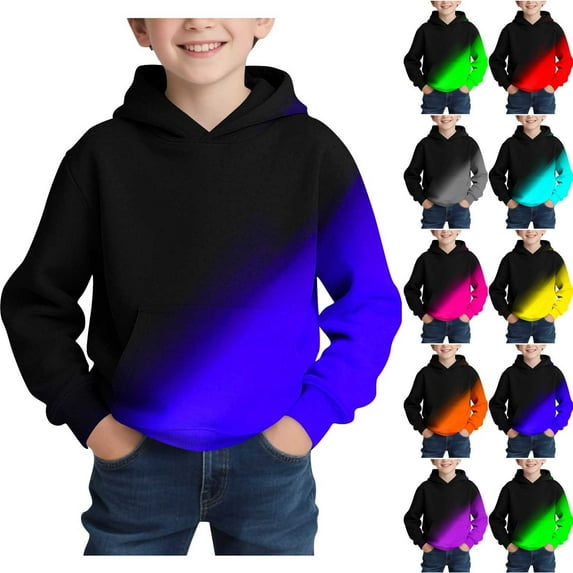 AHTJRT Hoodies for Kids Boys Girls Gradient Color Printed Sweat Shirts ...