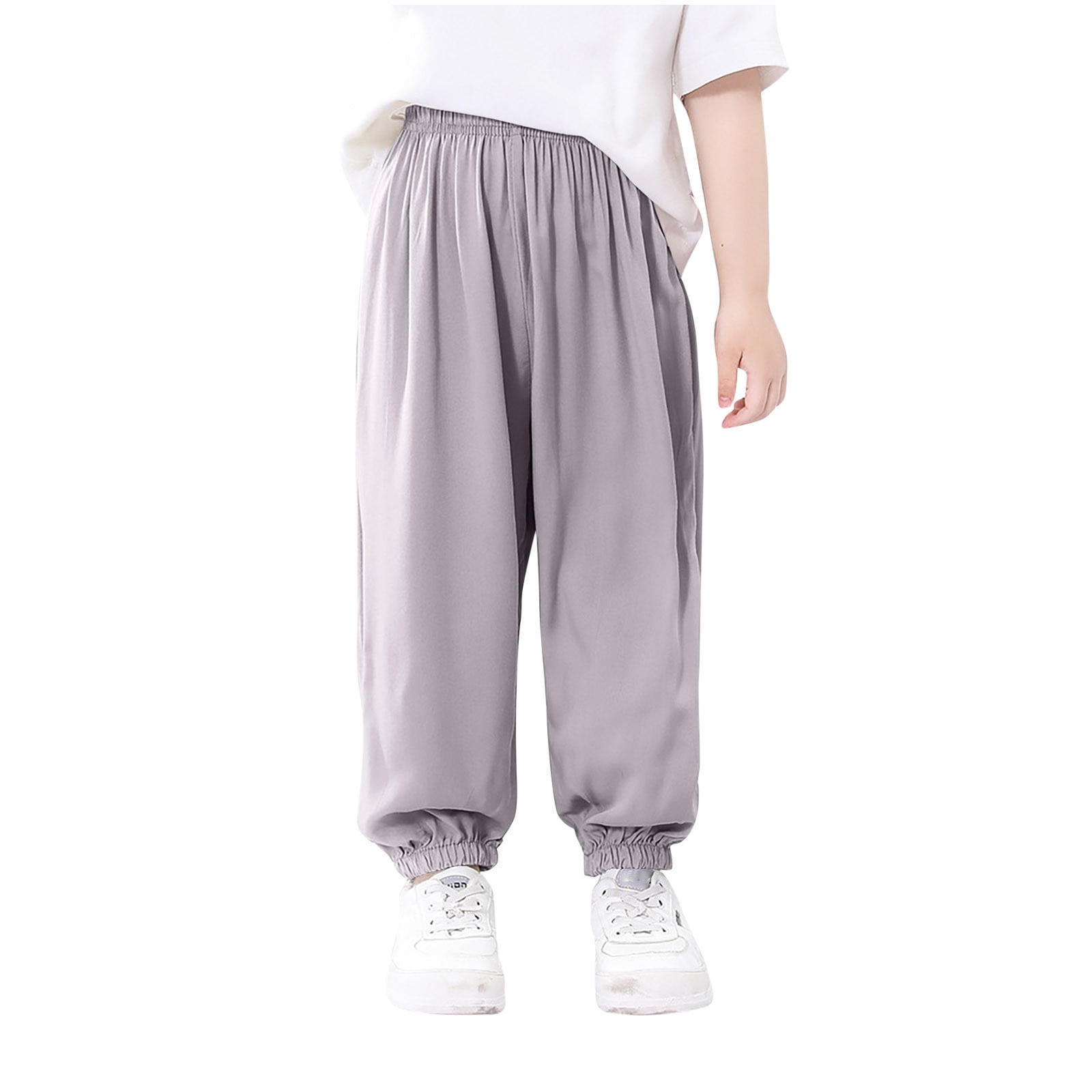 AHTJRT Ice Silk Pants for Girls Boys Stretch Tapered Elastic Waist ...