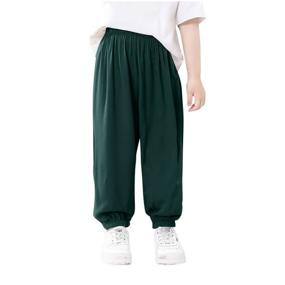 AHTJRT Ice Silk Pants for Girls Boys Stretch Tapered Elastic Waist ...