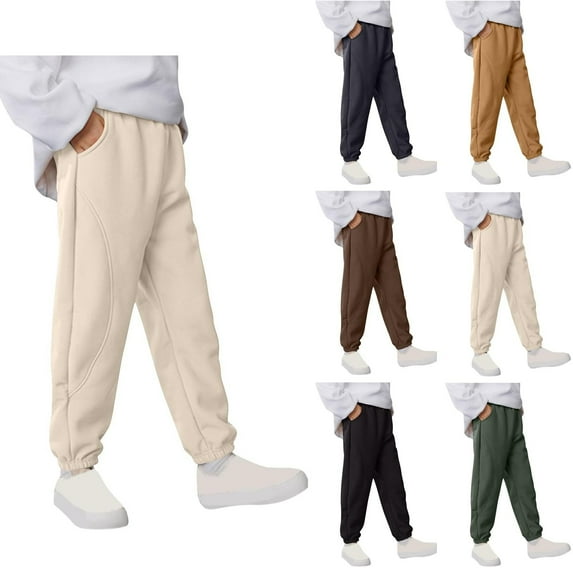 AHTJRT Jogger Pants for Kids Thermal Fleece Lined Sweatpants with ...