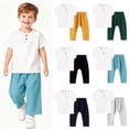 AHTJRT Kids 2 Piece Set Short Sleeve Henley Tops and Jogger Pants ...