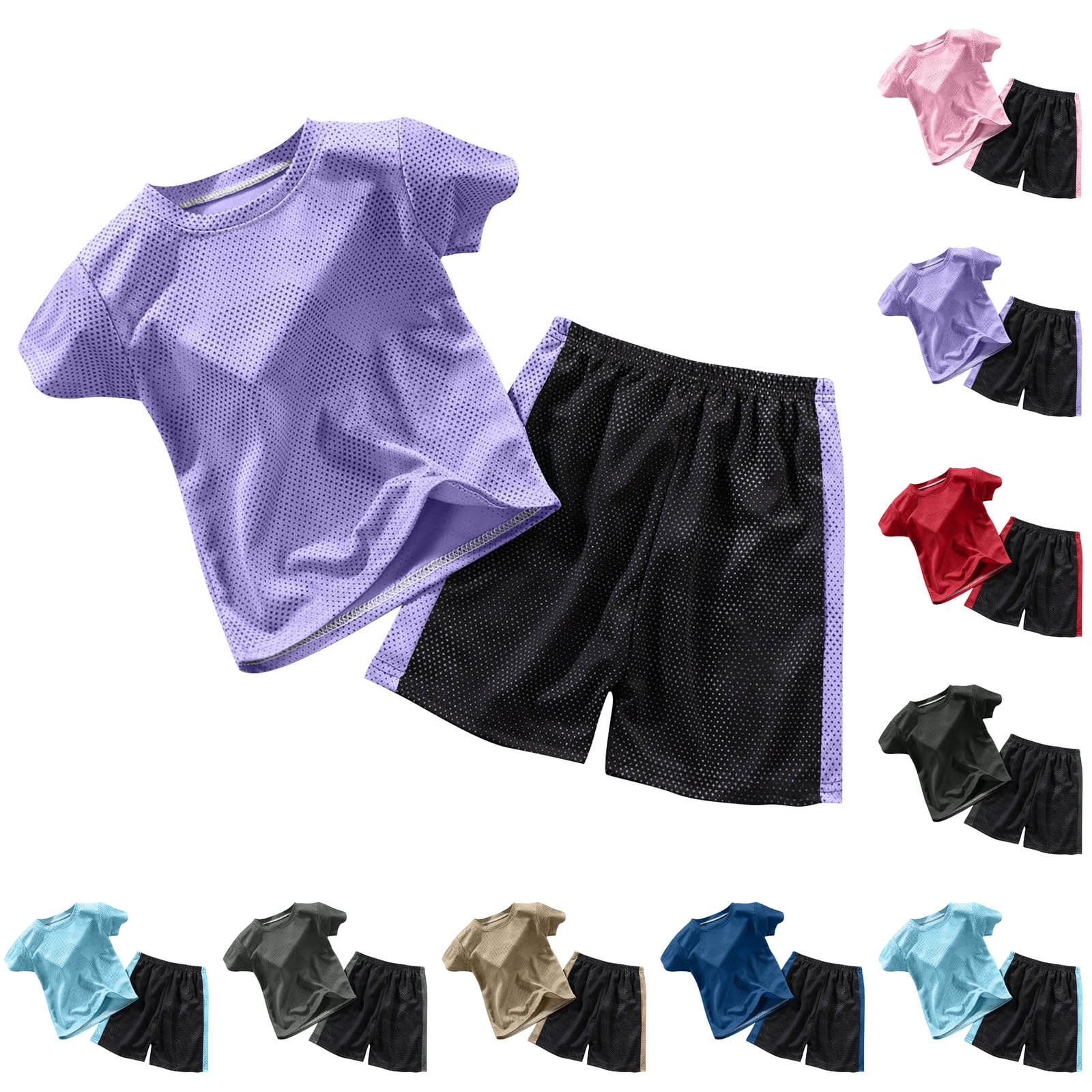 AHTJRT Kids Active Short Sets 2 Piece Wokrout Sets Athletic Summer Mesh ...
