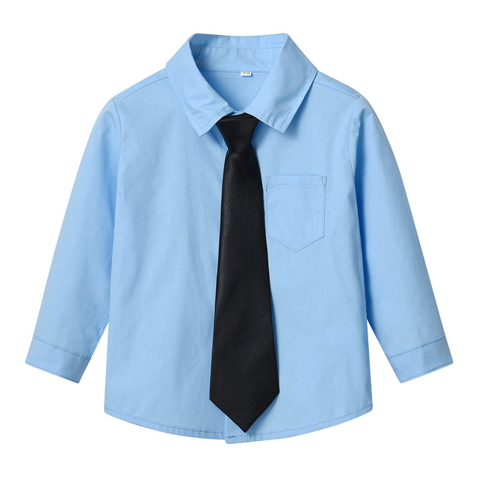AHTJRT Kids Dress Shirt Boys Girls Long Sleeve Lapel Button Down Pocket ...
