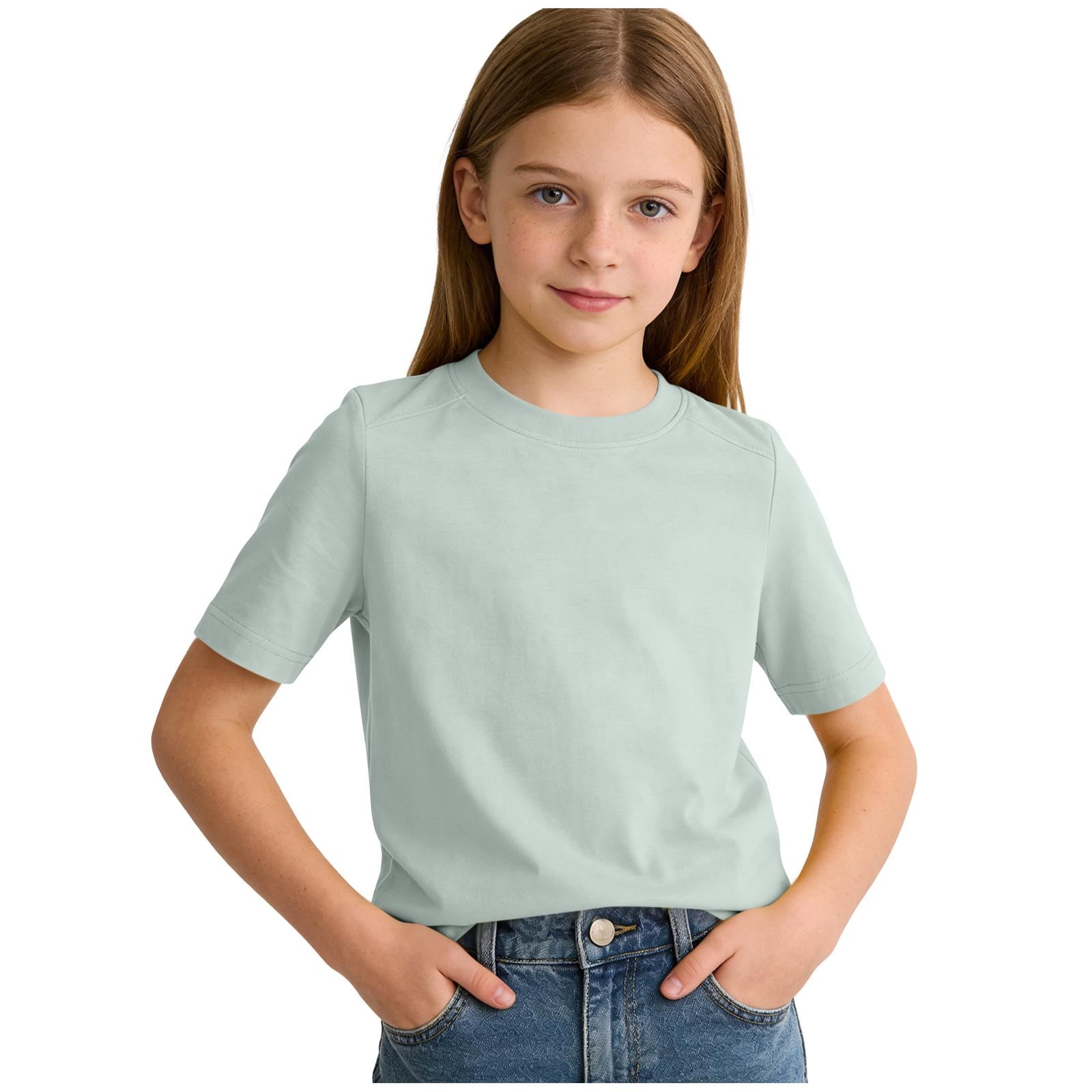 AHTJRT Kids Short Sleeve Shirt Casual Solid Color Summer Tshirts ...