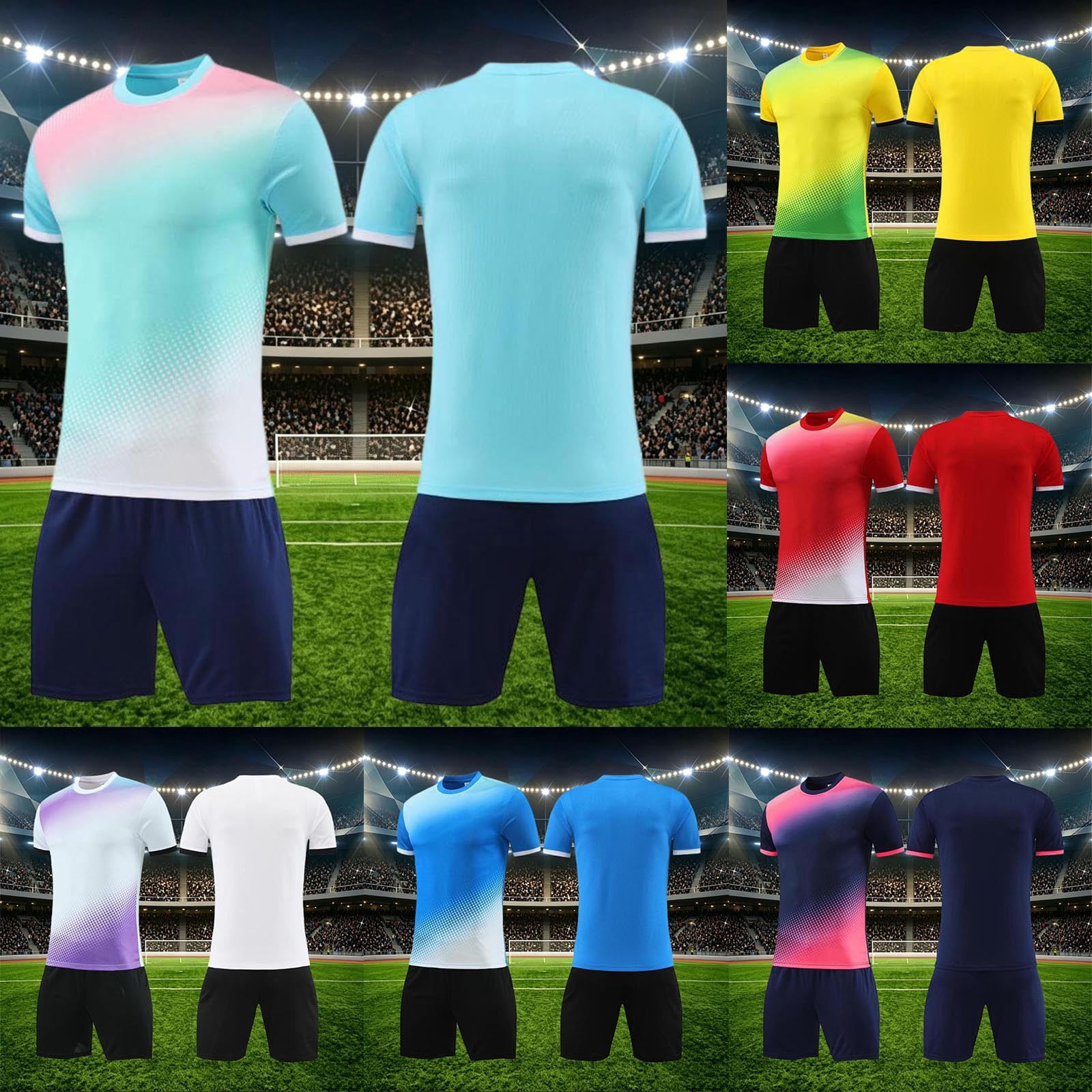 AHTJRT Kids Soccer Sets Color Block Short Sleeve T-Shirt and Shorts 2 ...