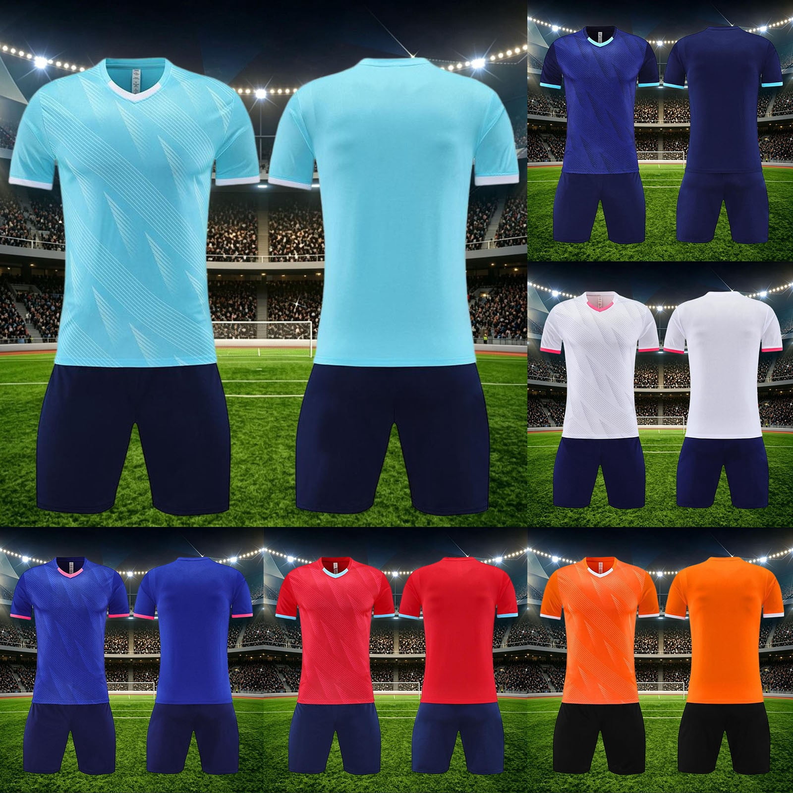 AHTJRT Kids Soccer Sets Color Block Short Sleeve T-Shirt and Shorts 2 ...