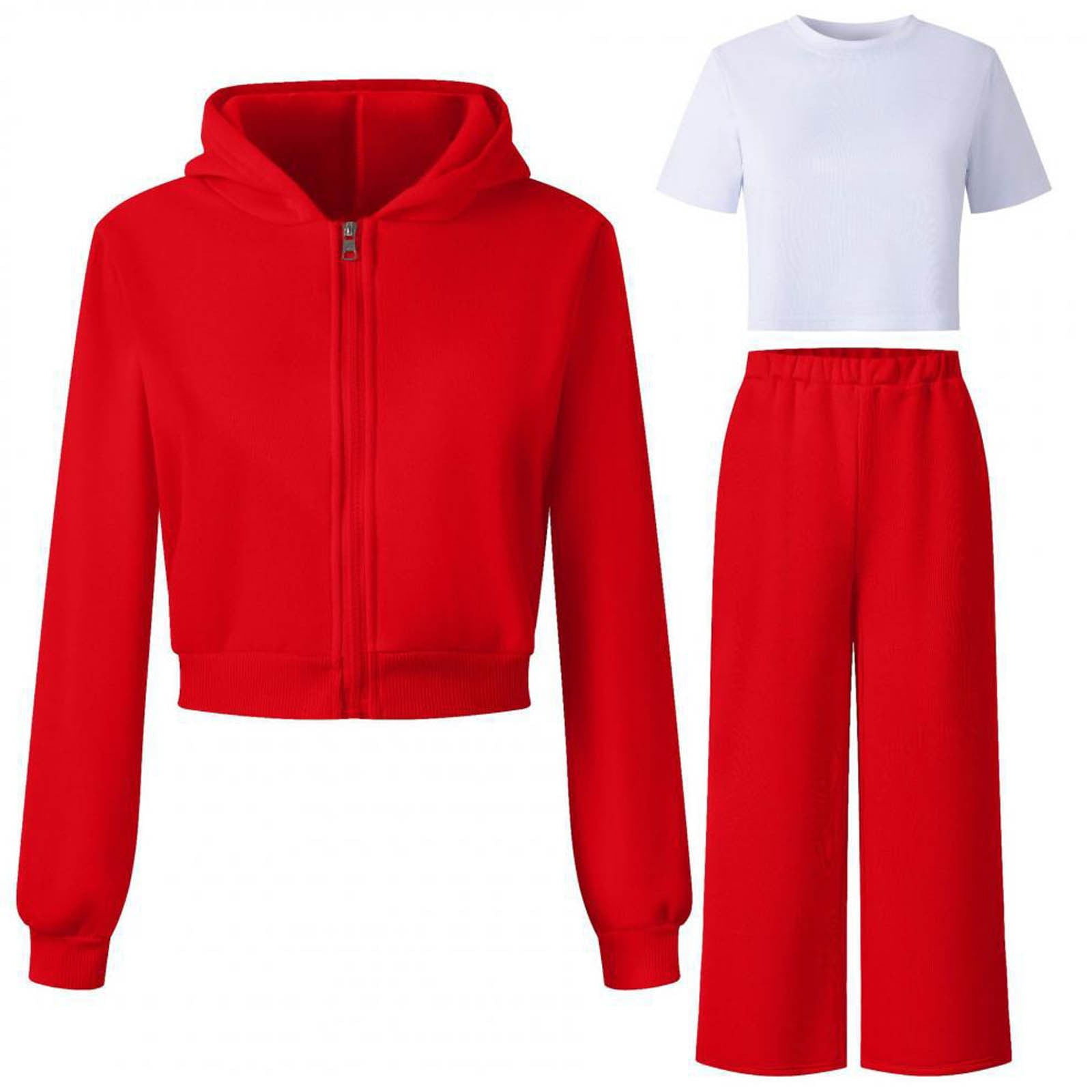 AHTJRT Kids Tracksuits Set Full Zip Hooded Jacket Basic Shirts and Wide ...