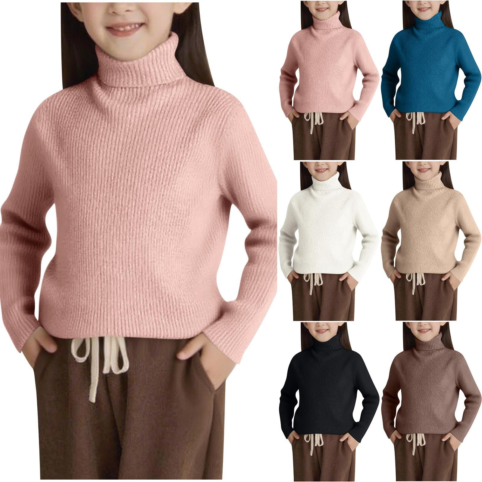 AHTJRT Kids Turtleneck Sweaters Girls Boys Fall Spring Windproof Long ...