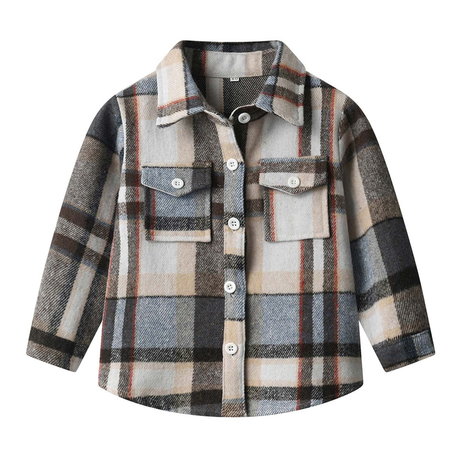 AHTJRT Kids Unisex Button Down Shirts Lapel Soft Cotton Lined Shirts ...