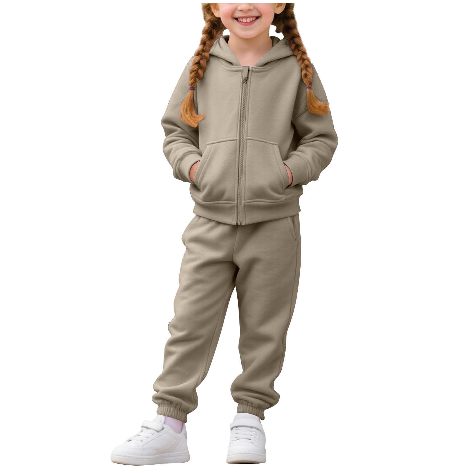 AHTJRT Kids Unisex Track Suits Solid Full Zip Hoodie Jackets Sweatpants ...