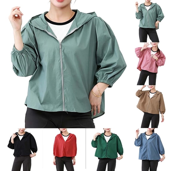 AHTJRT Lightweight Jackets for Women Cropped Outerwear Hiking Fishing ...