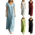 AHTJRT Long Maxi Dress for Women Short Sleeve Scoop Neck Summer Dresses ...