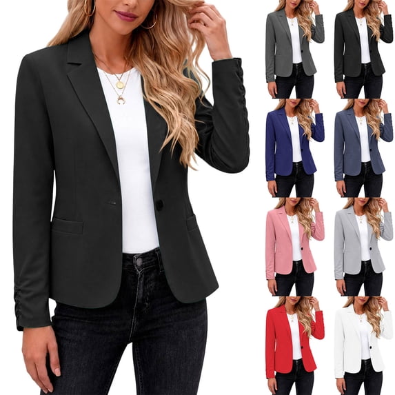 AHTJRT Long Sleeve Blazer for Women Summer Work Business Office Formal ...