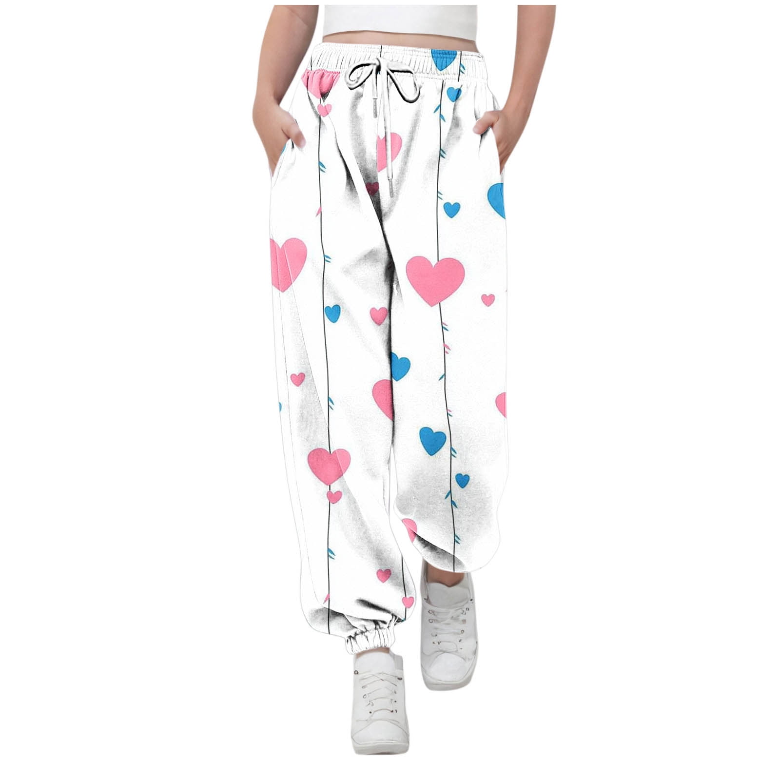 AHTJRT Love Heart Print Pants for Kids Drawstrings Elastic Waist ...