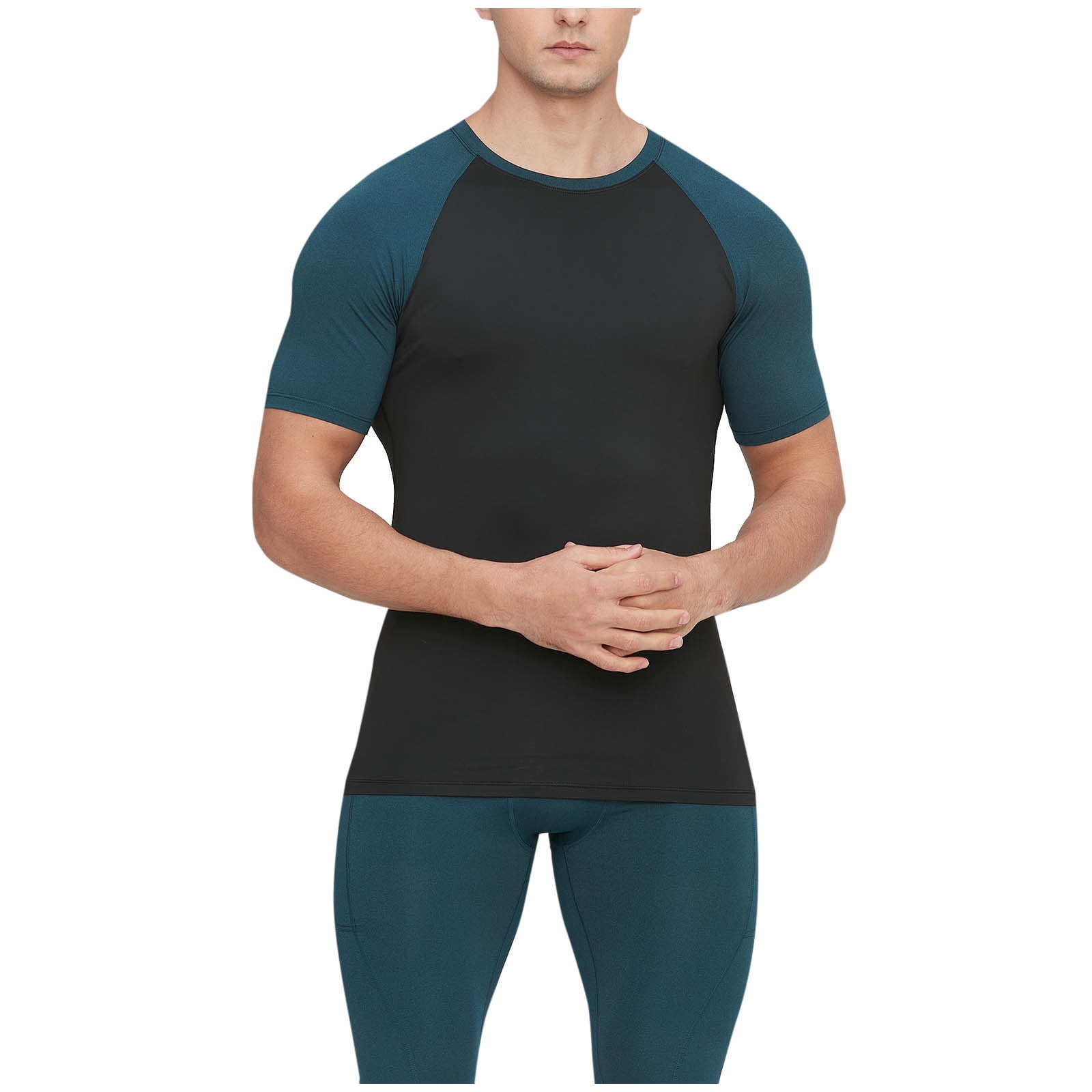 AHTJRT Men's Athletic Short Sleeve Compression Shirt Raglan Sleeves ...