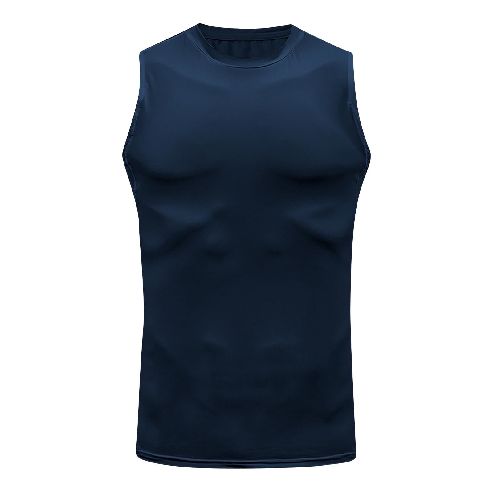 AHTJRT Men's Athletic Sleeveless Mock Neck Compression Top Lightweight ...