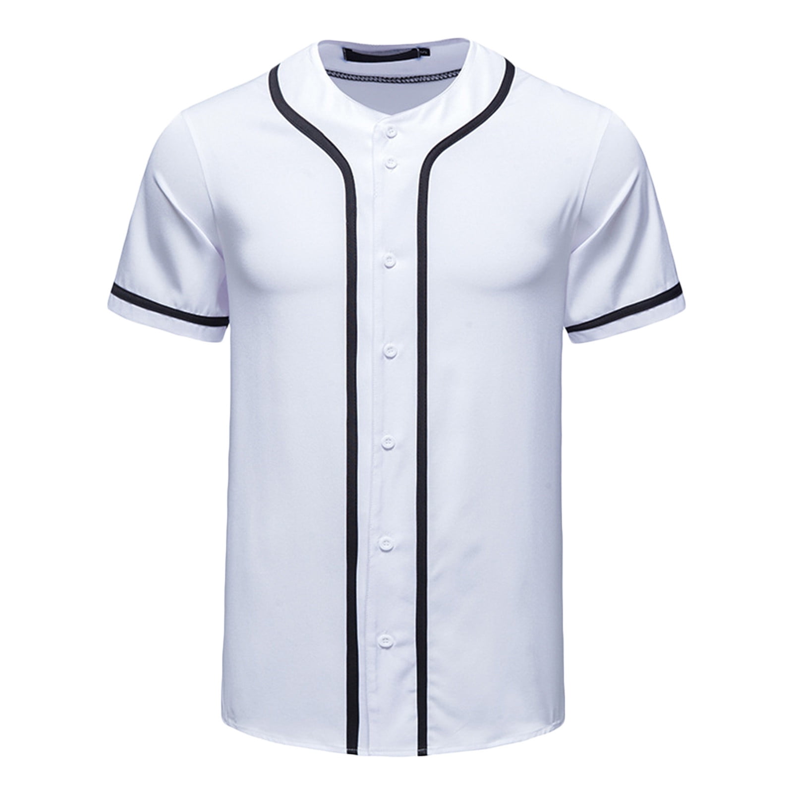 AHTJRT Men's Casual Button Up Baseball Jersey Lightweight Full Button ...