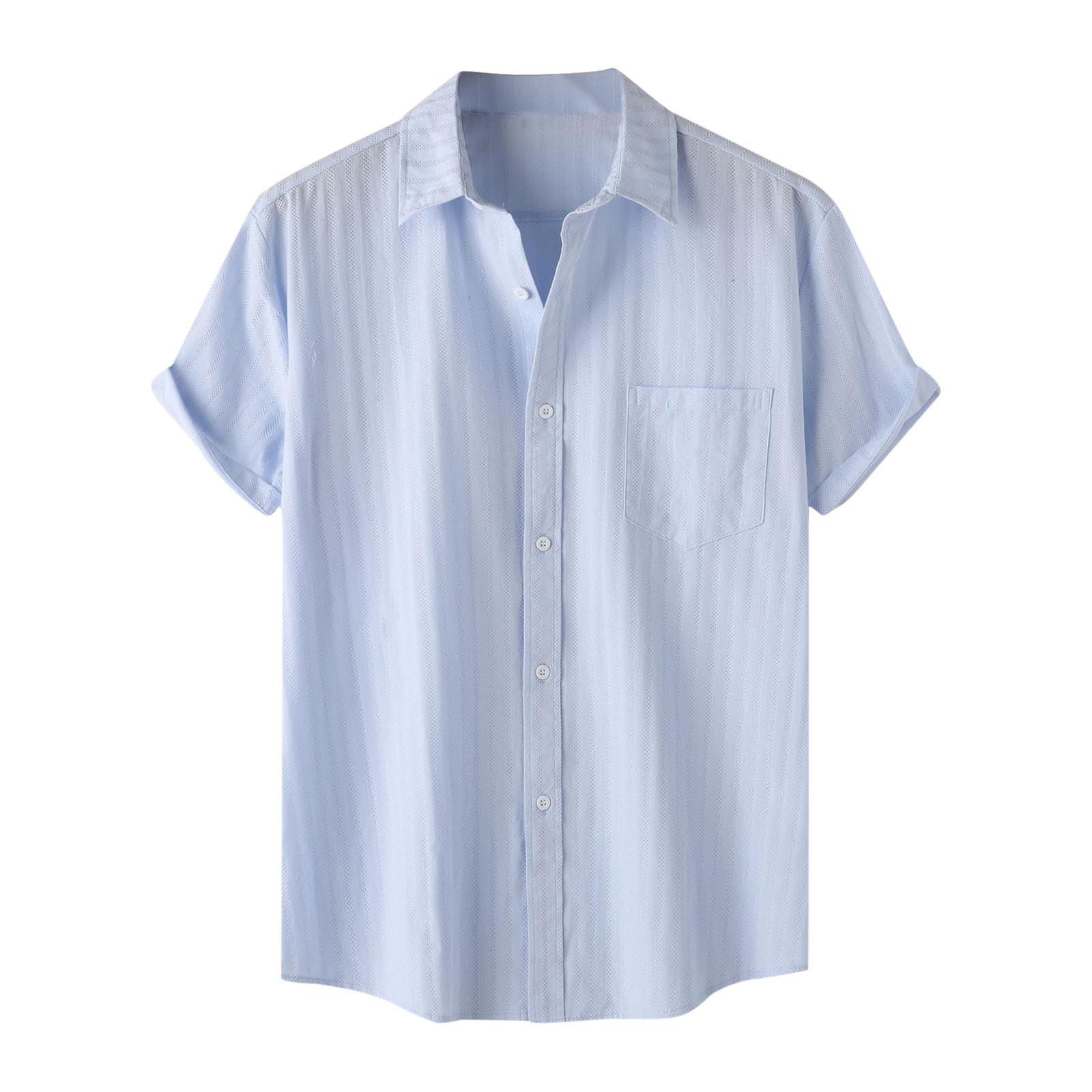AHTJRT Men's Casual Short Sleeve Button Down Shirt Chest Pocket ...