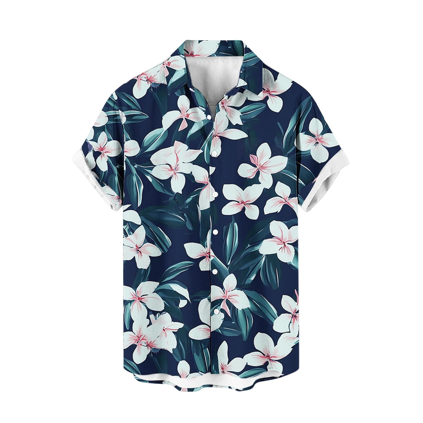 AHTJRT Men's Classic Retro Aloha Shirt Hibiscus Watercolor Design ...