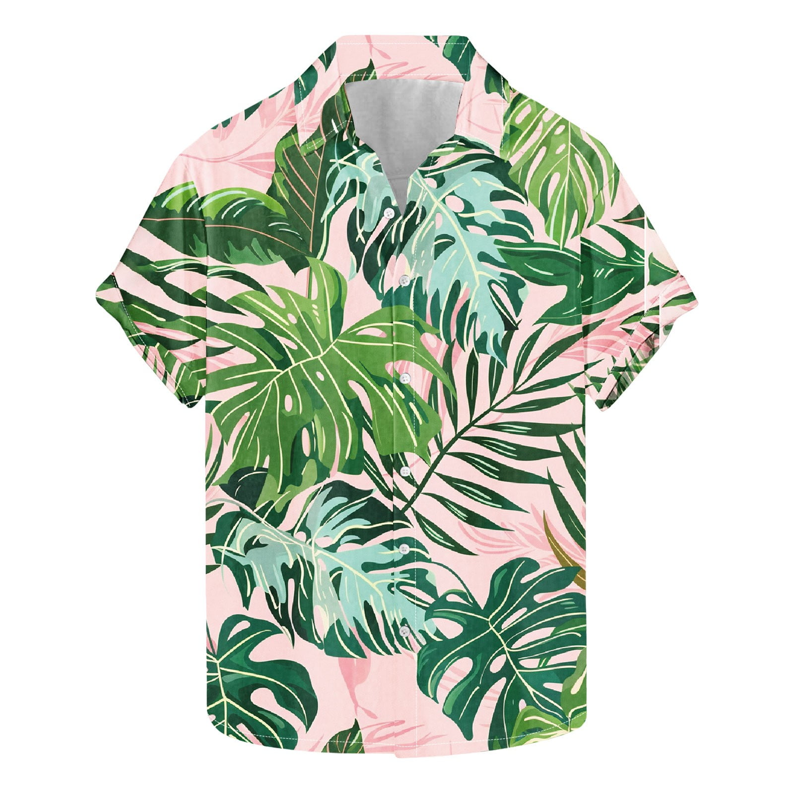 AHTJRT Men's Cuban Collar Shirt Bamboo Cluster Patterns Relaxed Dinner ...