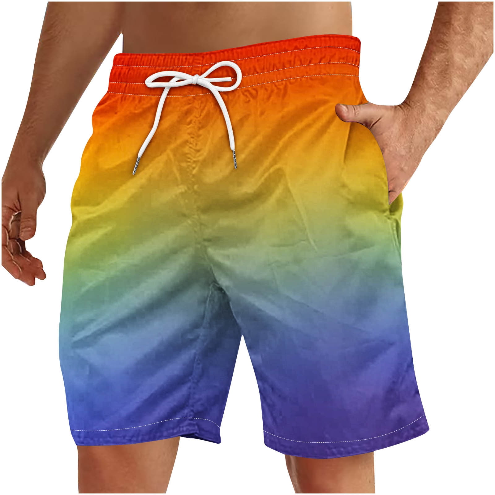AHTJRT Men's Gradient Swim Trunks Quick-Dry Elastic Waist Shorts for ...