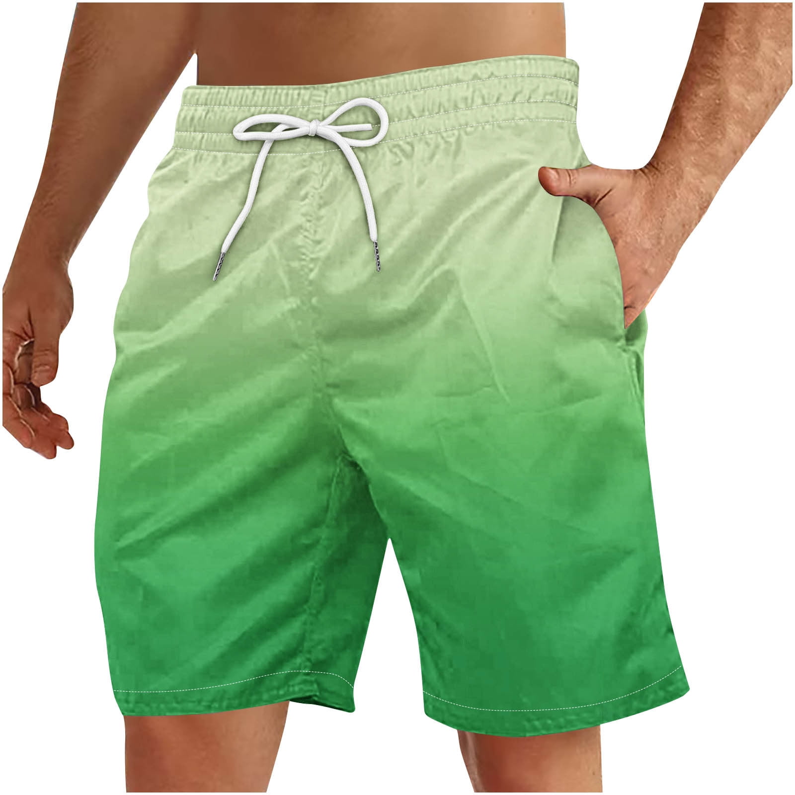 AHTJRT Men's Gradient Swim Trunks Quick-Dry Elastic Waist Shorts for ...