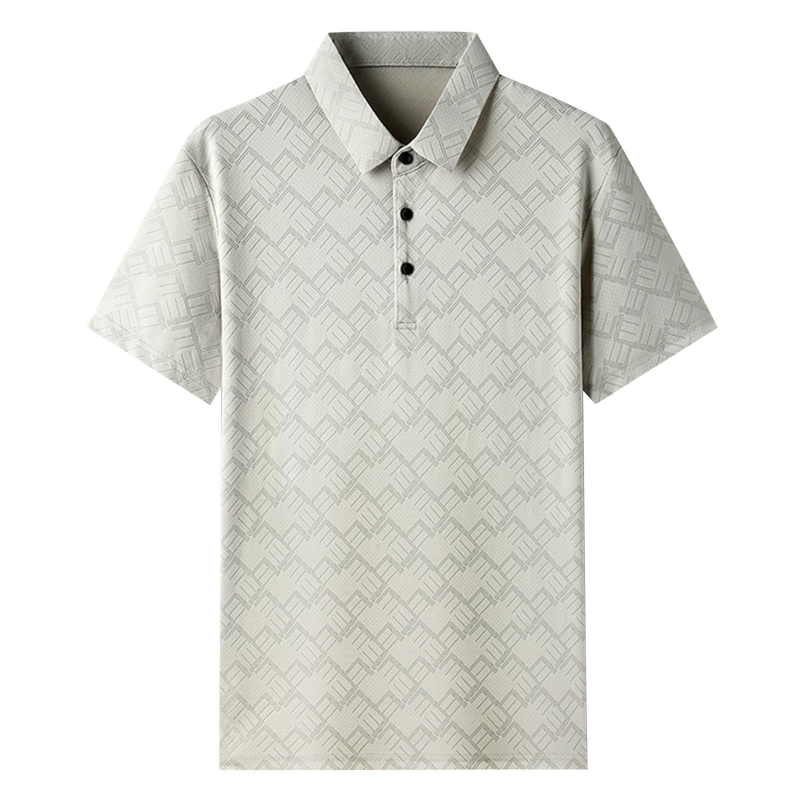 AHTJRT Men's Ice Silk Hollow Golf T-Shirt Short Sleeve Solid Color ...