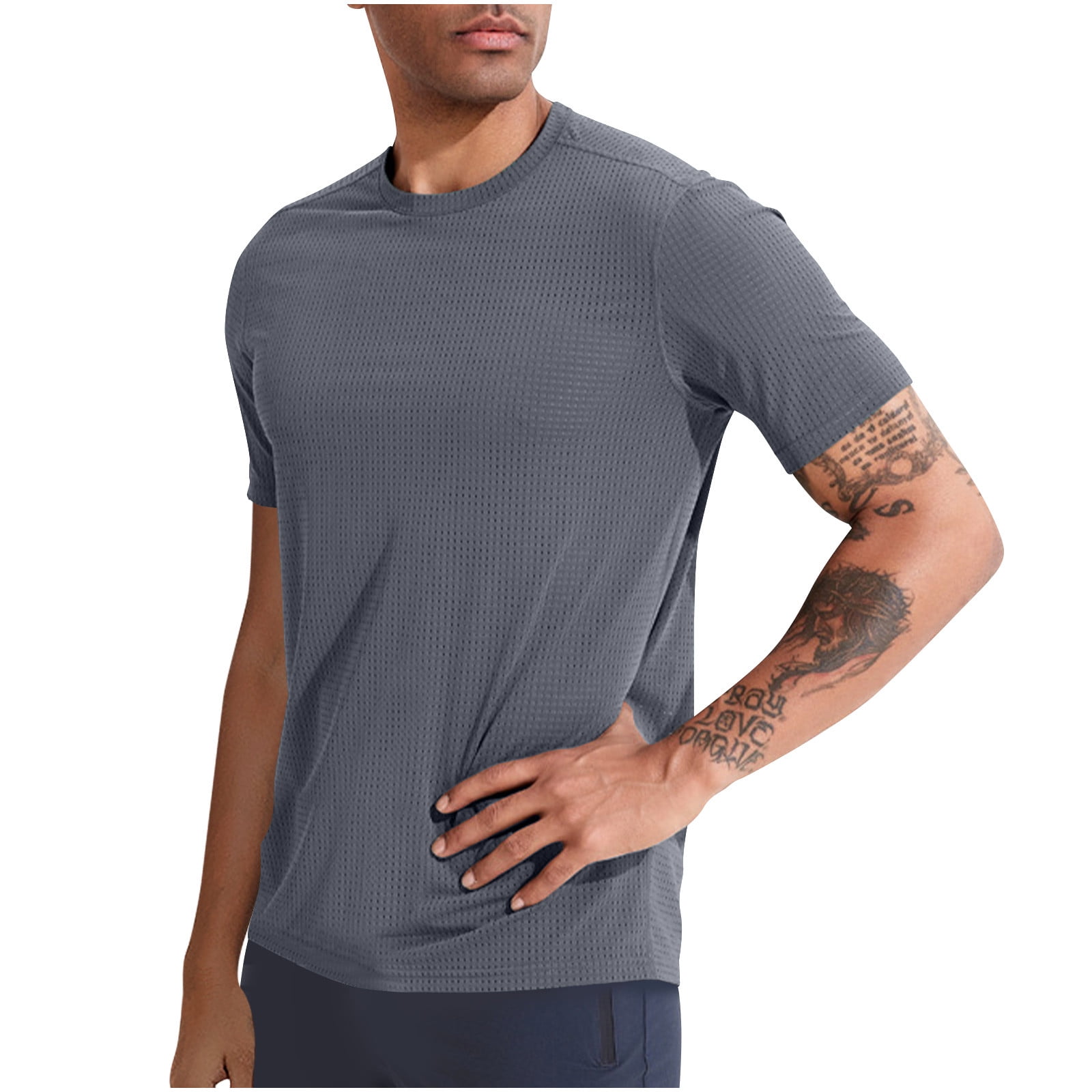 Ahtjrt Mens Moisture Wicking Athletic T Shirt Lightweight Short Sleeve For Running And Gym
