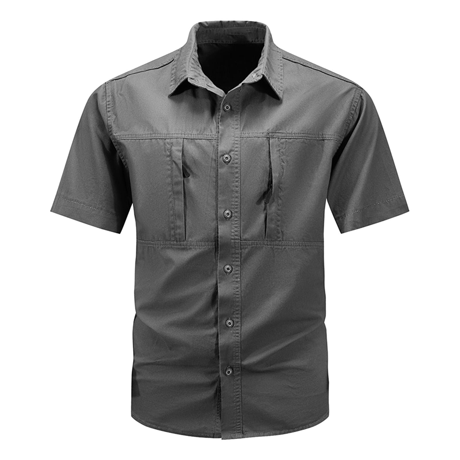 AHTJRT Men's Outdoor Short Sleeve Work Shirt for Construction Hiking ...