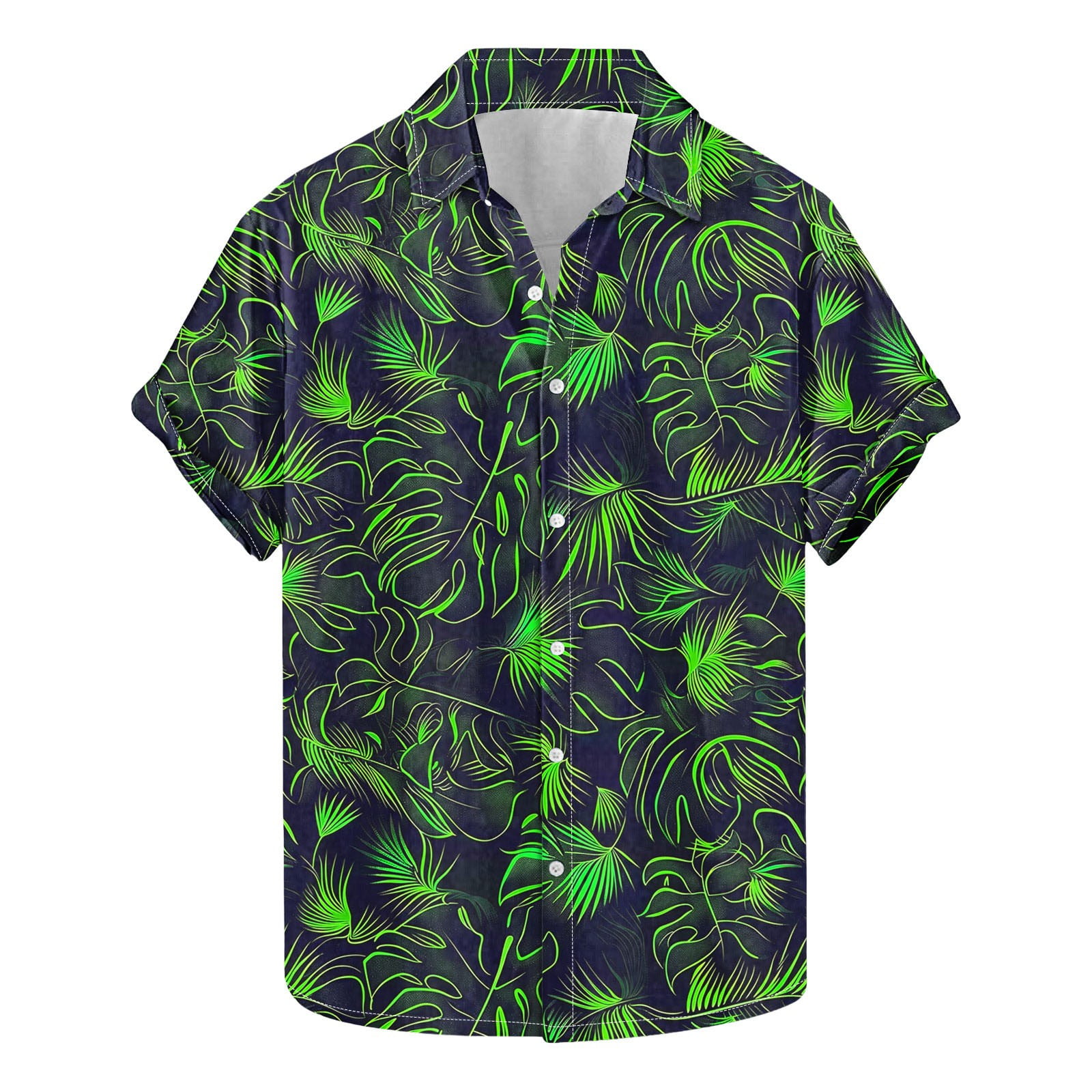 AHTJRT Men's Palazzo Shirt Pineapple Monstera Leaf Marbling Beachside ...