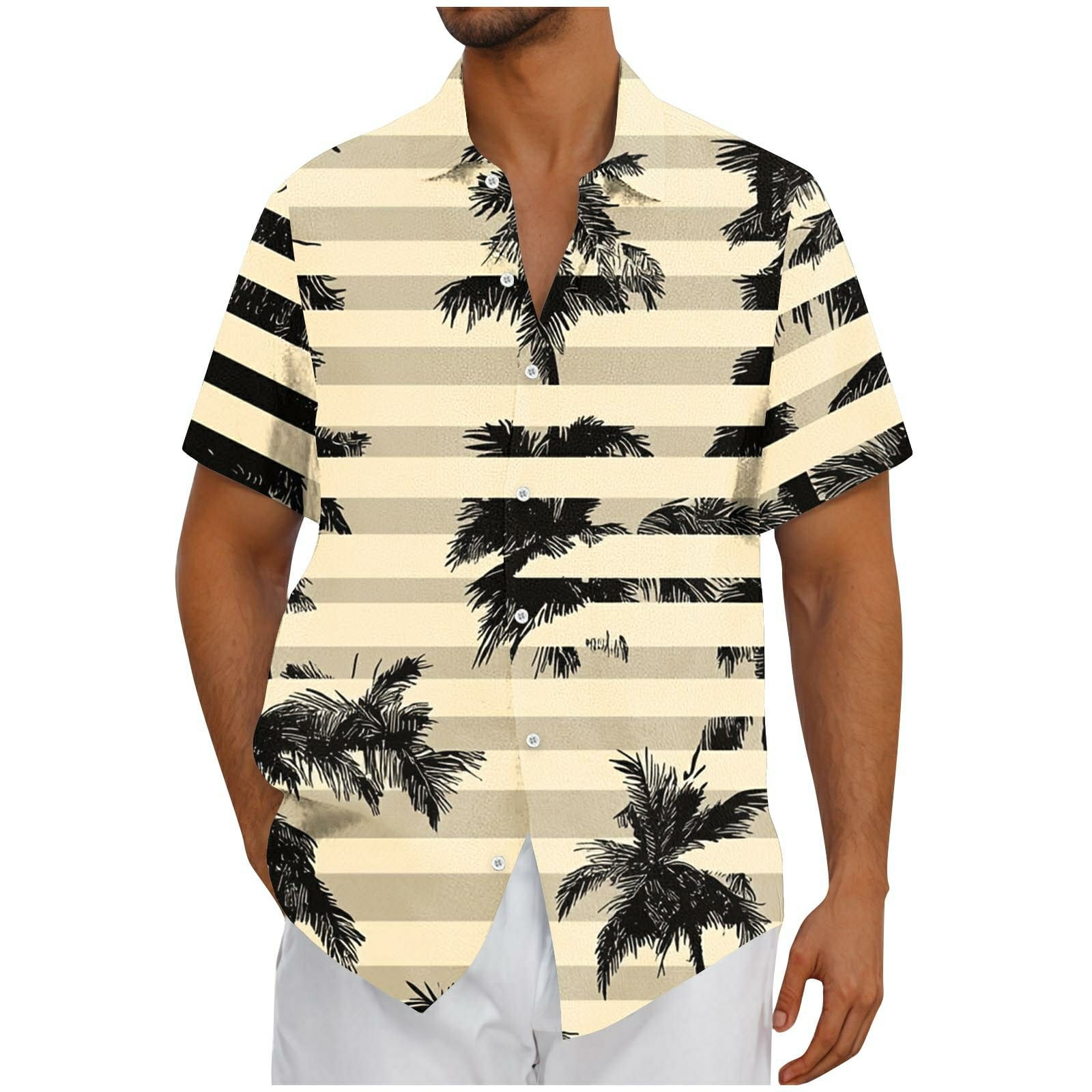 AHTJRT Men's Palazzo Shirt Sunset Landscape Effortless Vacation Looks ...