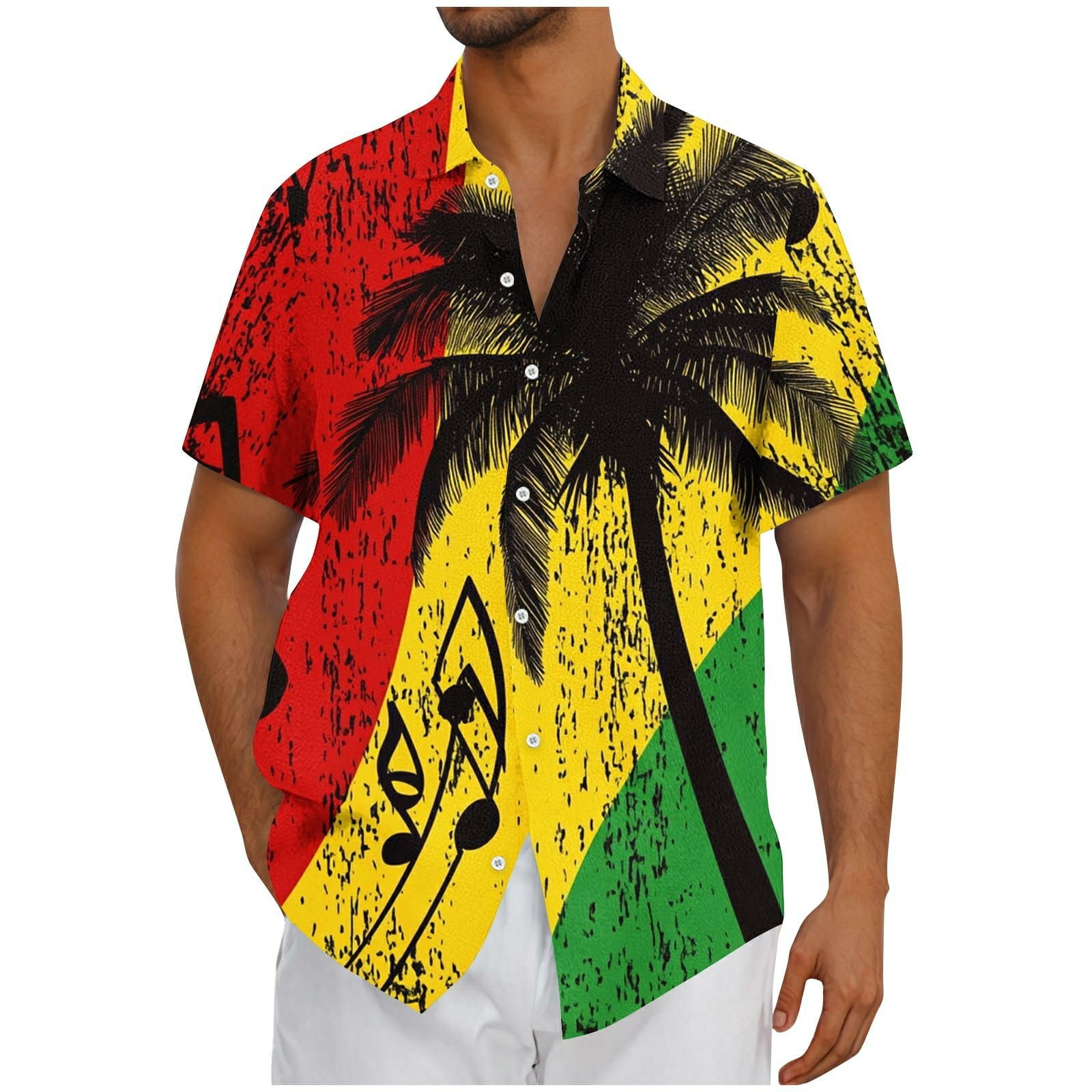 AHTJRT Men's Palazzo Shirt Sunset Landscape Effortless Vacation Looks ...